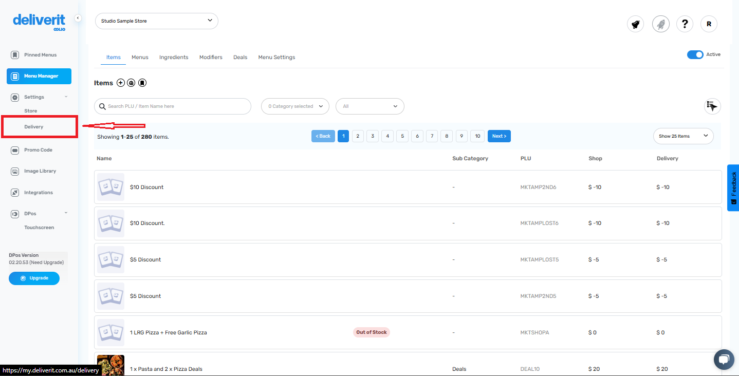 How to Update the Delivery Fee (Flat Rate) for Online Ordering (Deliverit Studio)